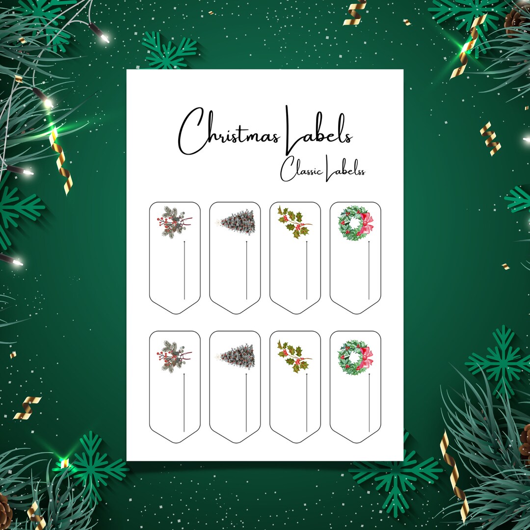 Christmas Name Tags | Classic Christmas Tags - Etsy