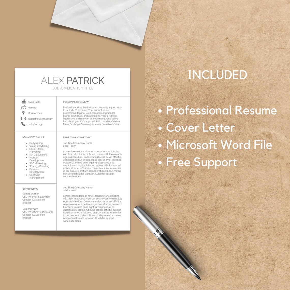 Resume Template | Word Document | Professional - Etsy