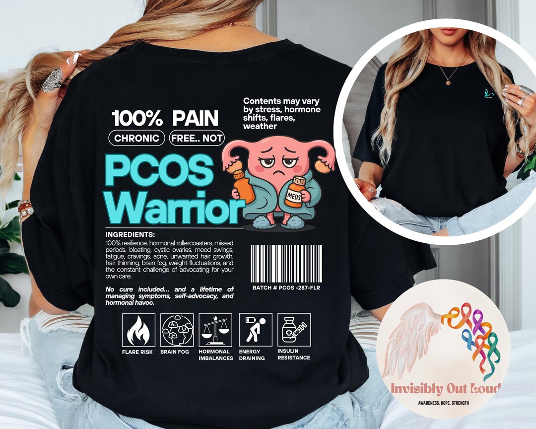 PCOS Warrior Shirt, Uterus Character Tee for Polycystic Ovary Syndrome ...
