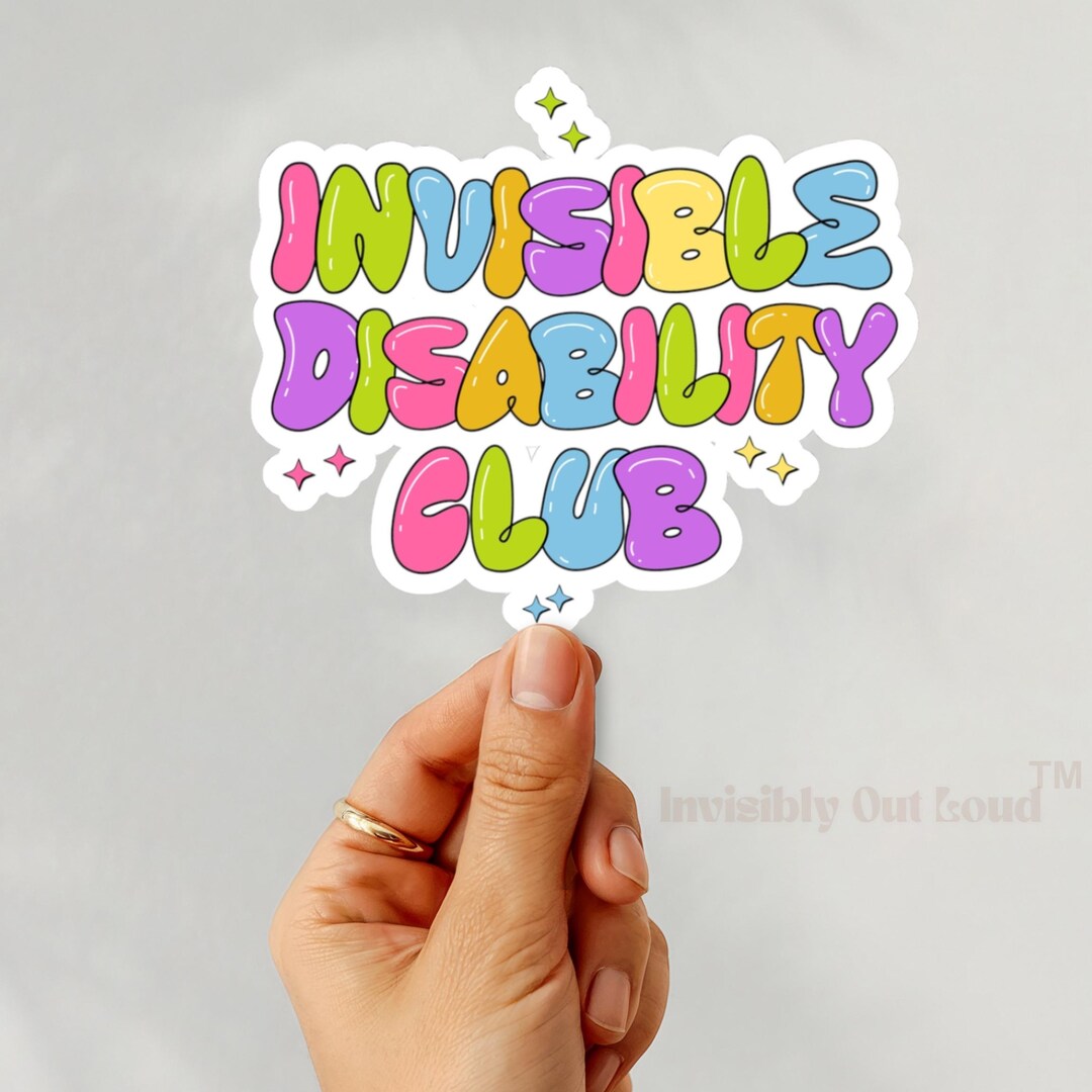 Invisible Disability Club Sticker, Pastel Rainbow Bubble Letter Decal ...