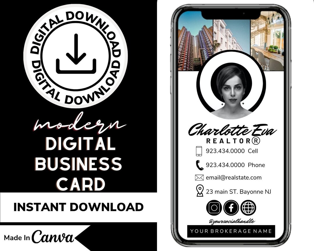 Digital Business Card Editable Canva Design Digital Business Card ...