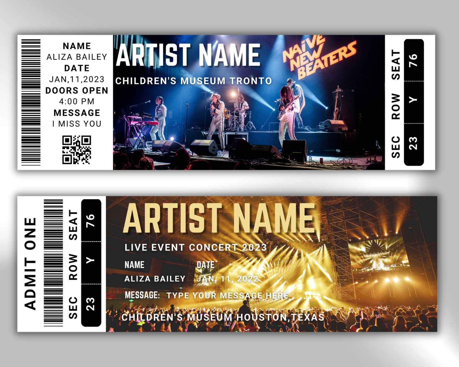 Concert Ticket Template Printable Music Event Ticket Custom Concert ...