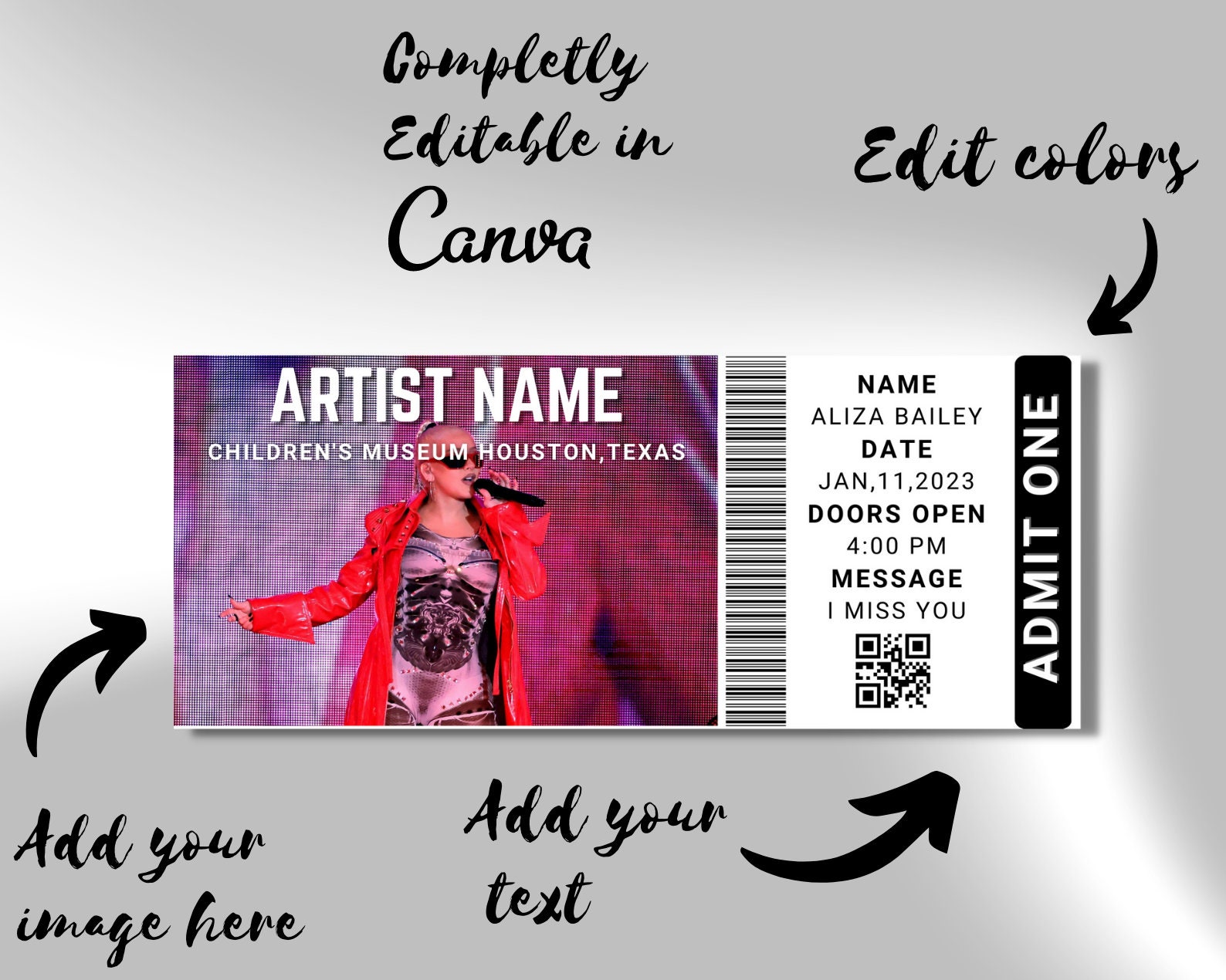 Editable Concert Ticket Template Printable Event Ticket - Etsy