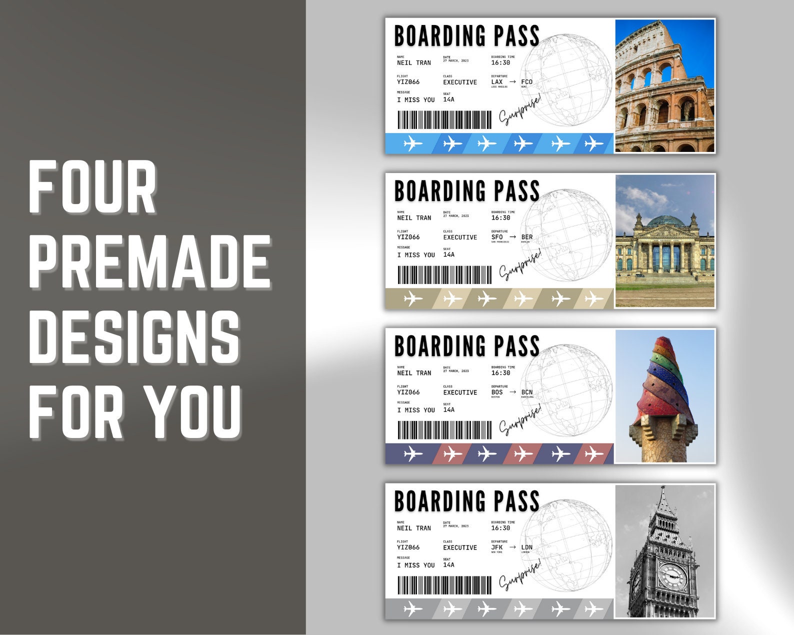 Boarding Pass Template, Editable Canva Boarding Ticket Template ...