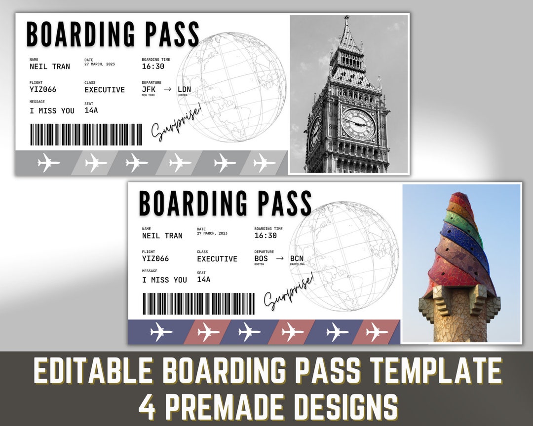 Boarding Pass Template, Editable Canva Boarding Ticket Template ...
