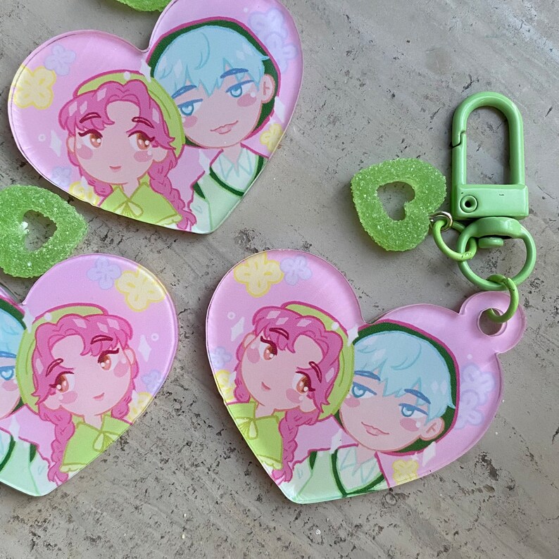 Candy Hearts Anime Keychains - Etsy
