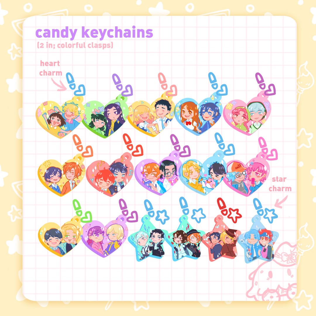 Candy Hearts Anime Keychains - Etsy