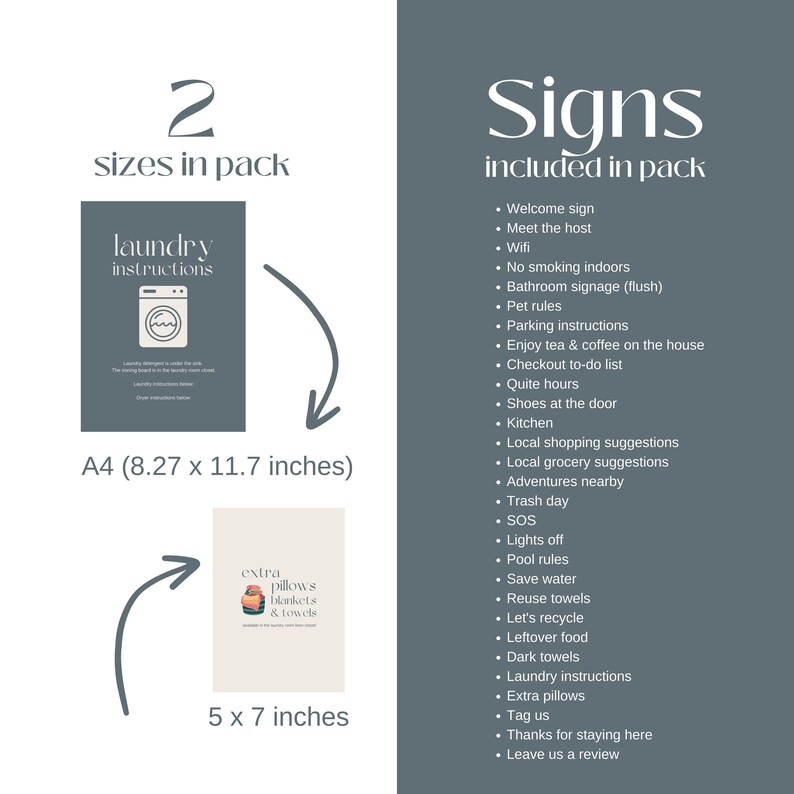 30 Airbnb Signage Posters Rental Sign Bundle Editable - Etsy