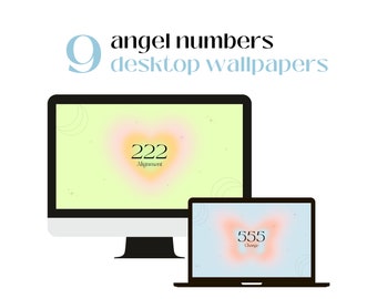 Angel Numbers Desktop Wallpapers Heart Aura Aesthetic 9 Designs - Etsy