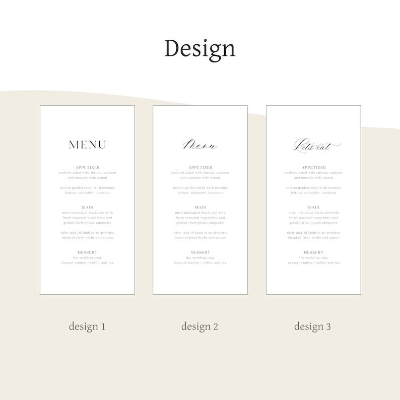 Embossed Wedding Menus | Minimalist Wedding Menus - Etsy