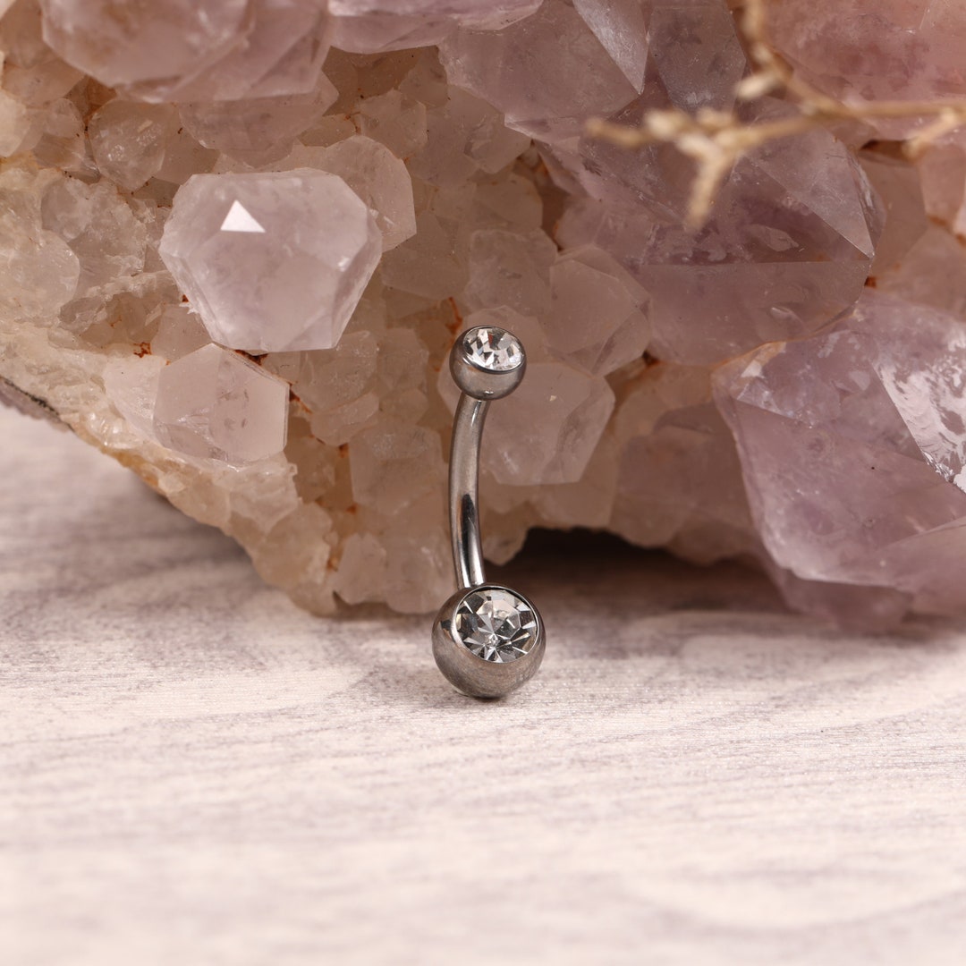 Titanium Navel Ring 14G Navel Ring Navel Ring Navel Ring Double CZ ...