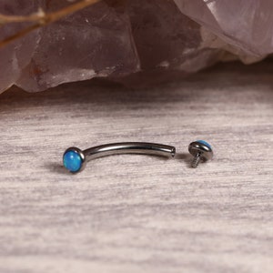 Vertical Labret Bridge Eyebrow Ring Titanium Brow Ring Jewelry Curved ...