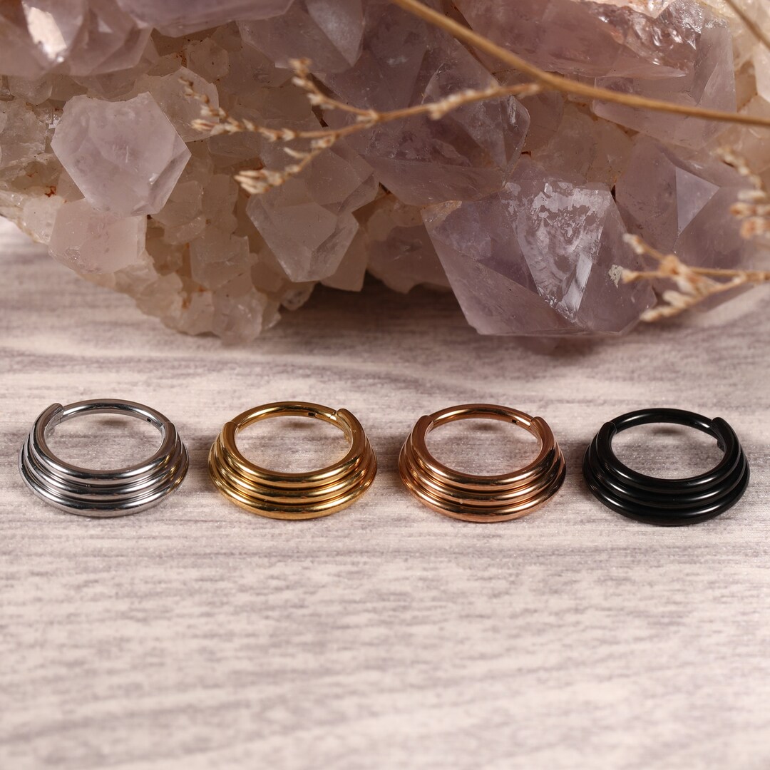 Hinged Segment Ring 316L Surgical Steel Triple Open Stack Nose Earring ...
