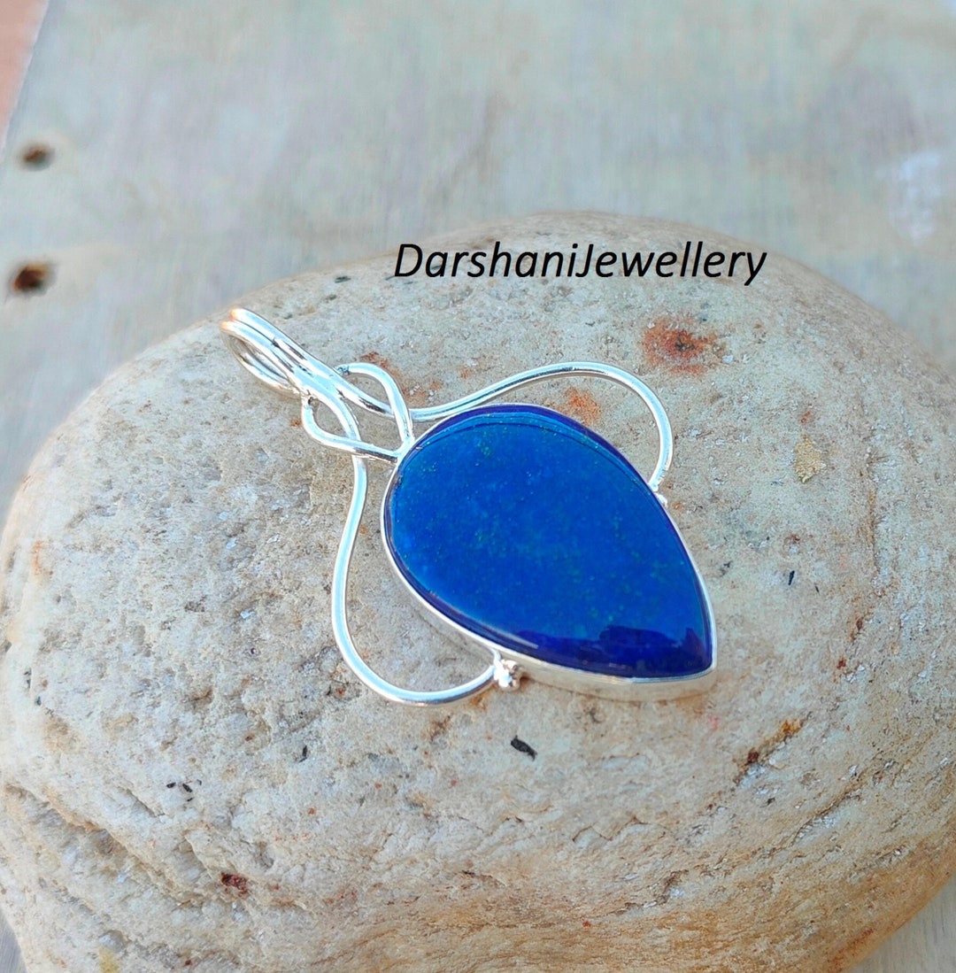 Pure Lapis Lazuli Pendant 925 Sterling Silver Handmade - Etsy