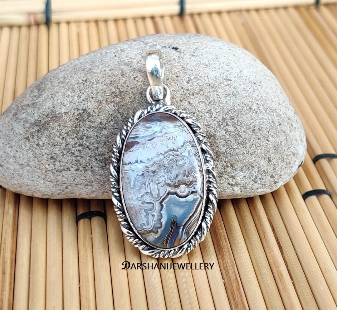 Crazy Lace Agate Pendant, 925 Sterling Silver, Statement Pendant ...