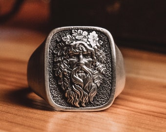 Green Man Ring in Sterling Silver - Etsy