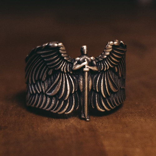 Archangel Saint Michael Silver Men Ring - Etsy