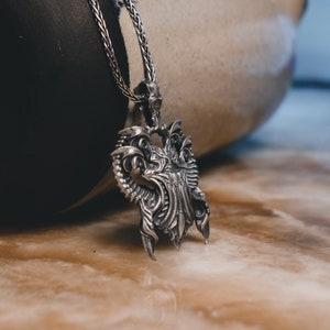Futuristic Shoggoth Scarab Men Necklace, Bookworm Lovecraft Silver ...