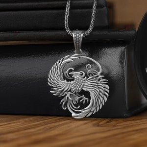 925 Silver Phoenix Charm Necklace Pendant for Men, Ancient Greek ...