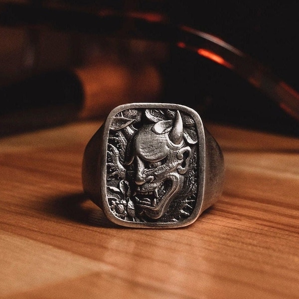 Japanese Demon Mask Ring - Etsy