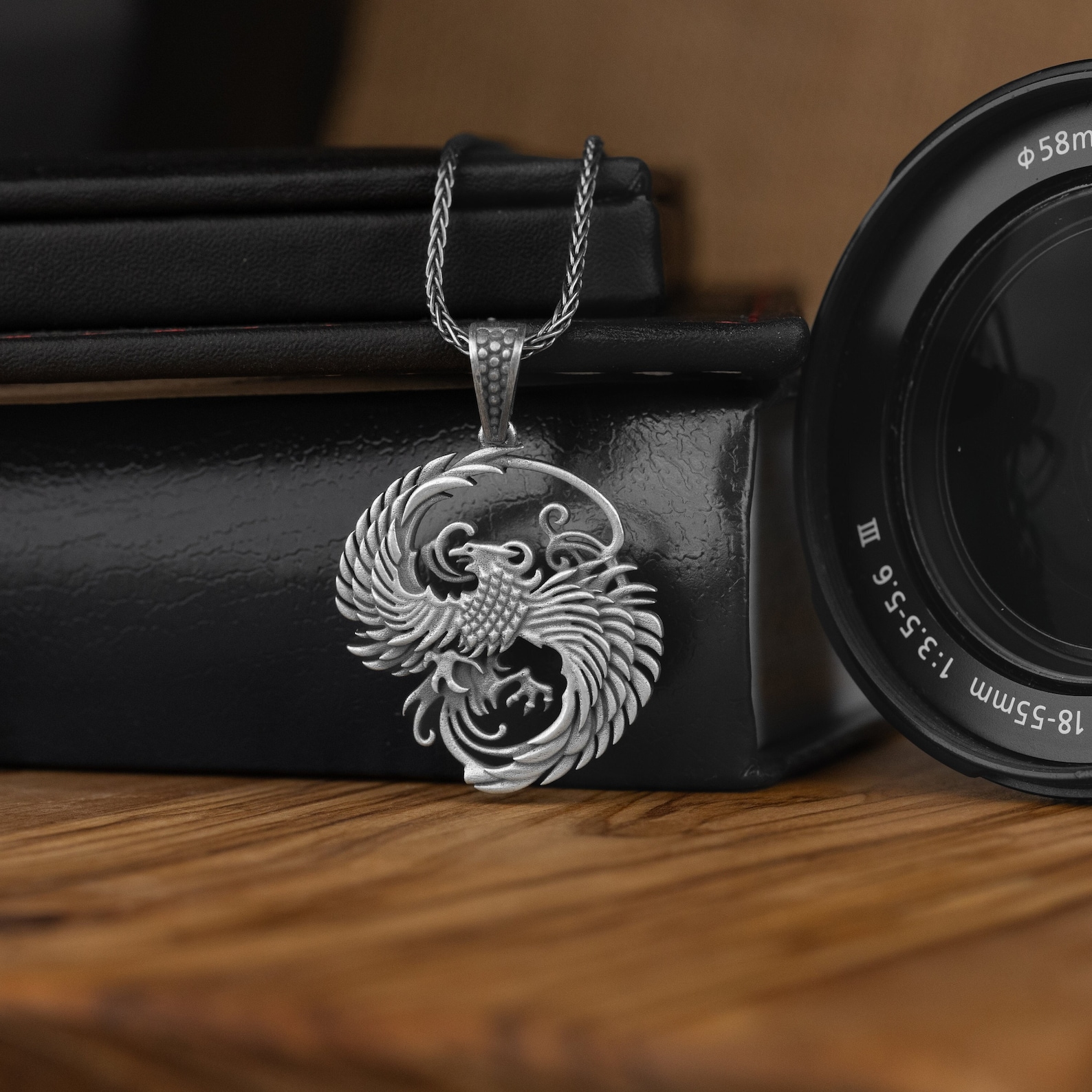 925 Silver Phoenix Charm Necklace Pendant for Men, Ancient Greek ...