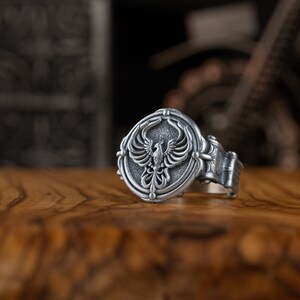 Mythical Creature Phoenix Fire Bird Men Ring in Silver, Wedding Gift ...