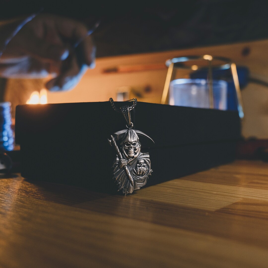 The Grim Reaper and Death Necklace, Gothic Skeleton Necklace in ...