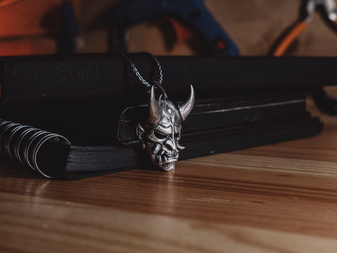 Japanese Omni Mask Silver Necklace Hannya Art Mask Necklace - Etsy