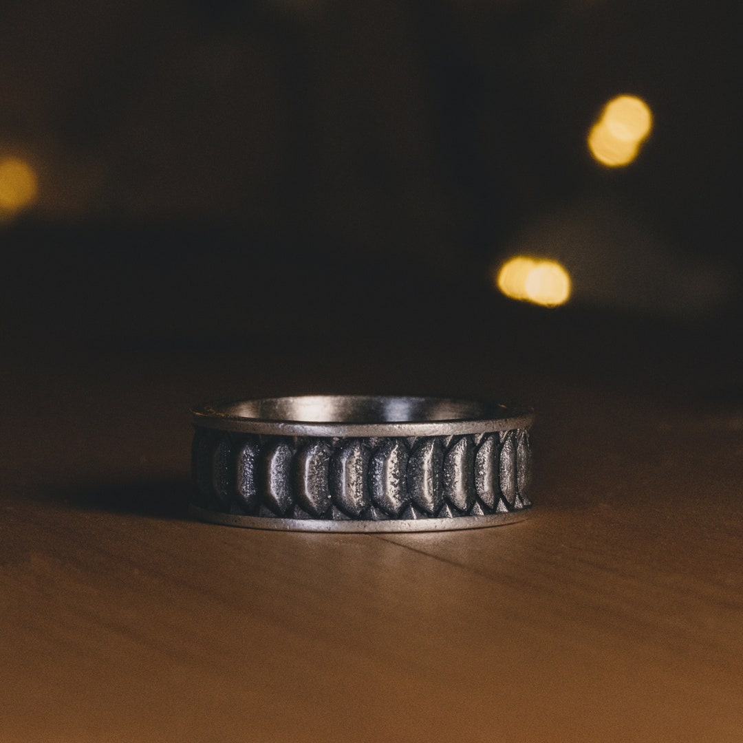 925 Silver Dragon Scales Men's Wedding Band Men Ring, Fantasy Mens ...