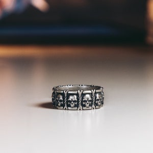 925 Silver Skull and Bone Men Ring, Sterling Silver Men Gothic Ring ...