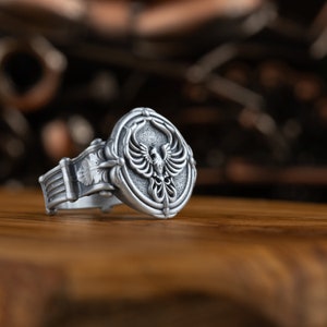 Mythical Creature Phoenix Fire Bird Men Ring in Silver, Wedding Gift ...