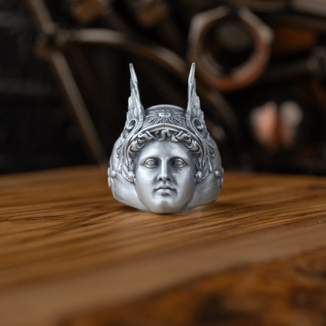 Hermes With Wing and Caduceus Ring, 925 Sterling Silver Unique Fantasy ...