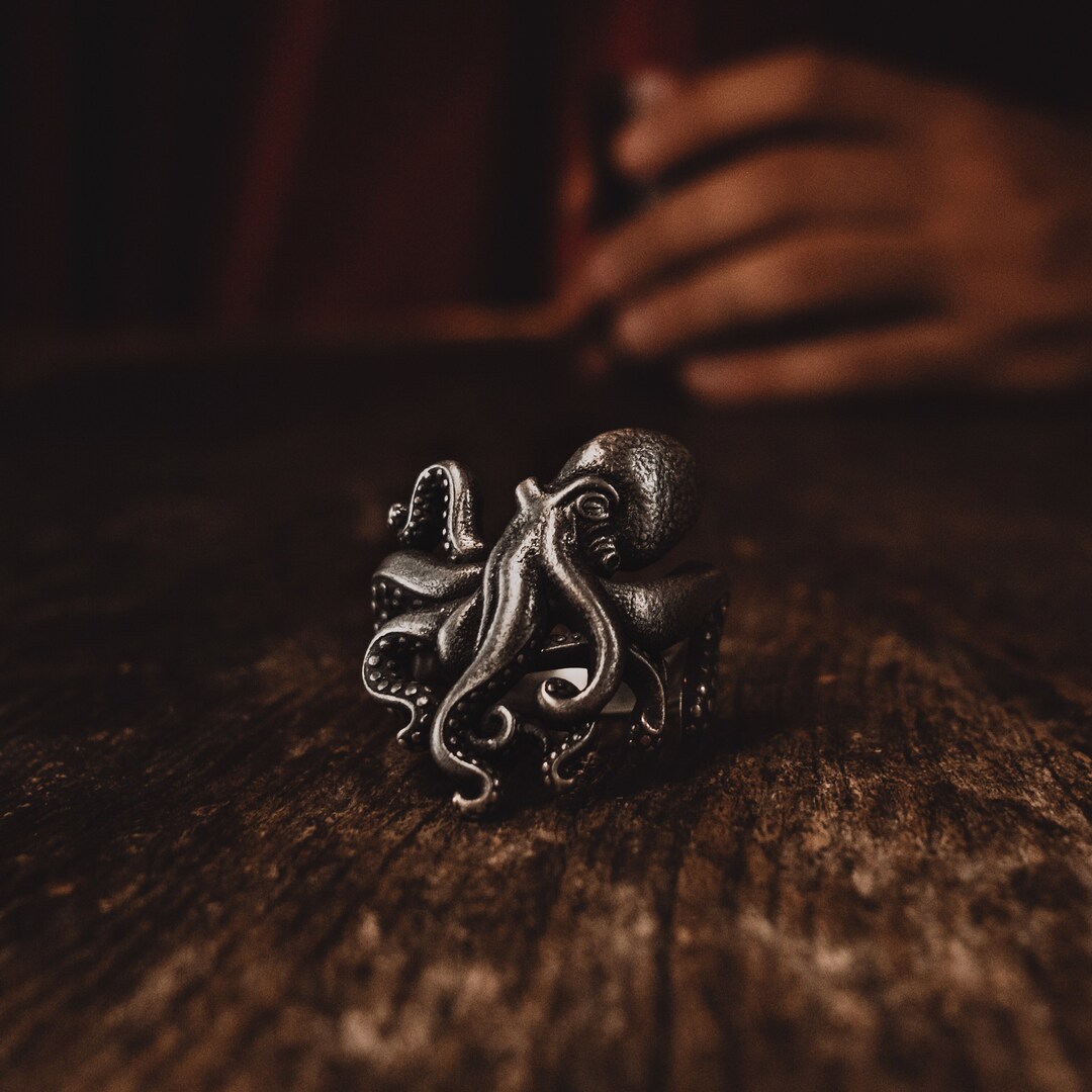 Sterling Silver Kraken Octopus Unique Mens Ring, Kraken Ring for ...