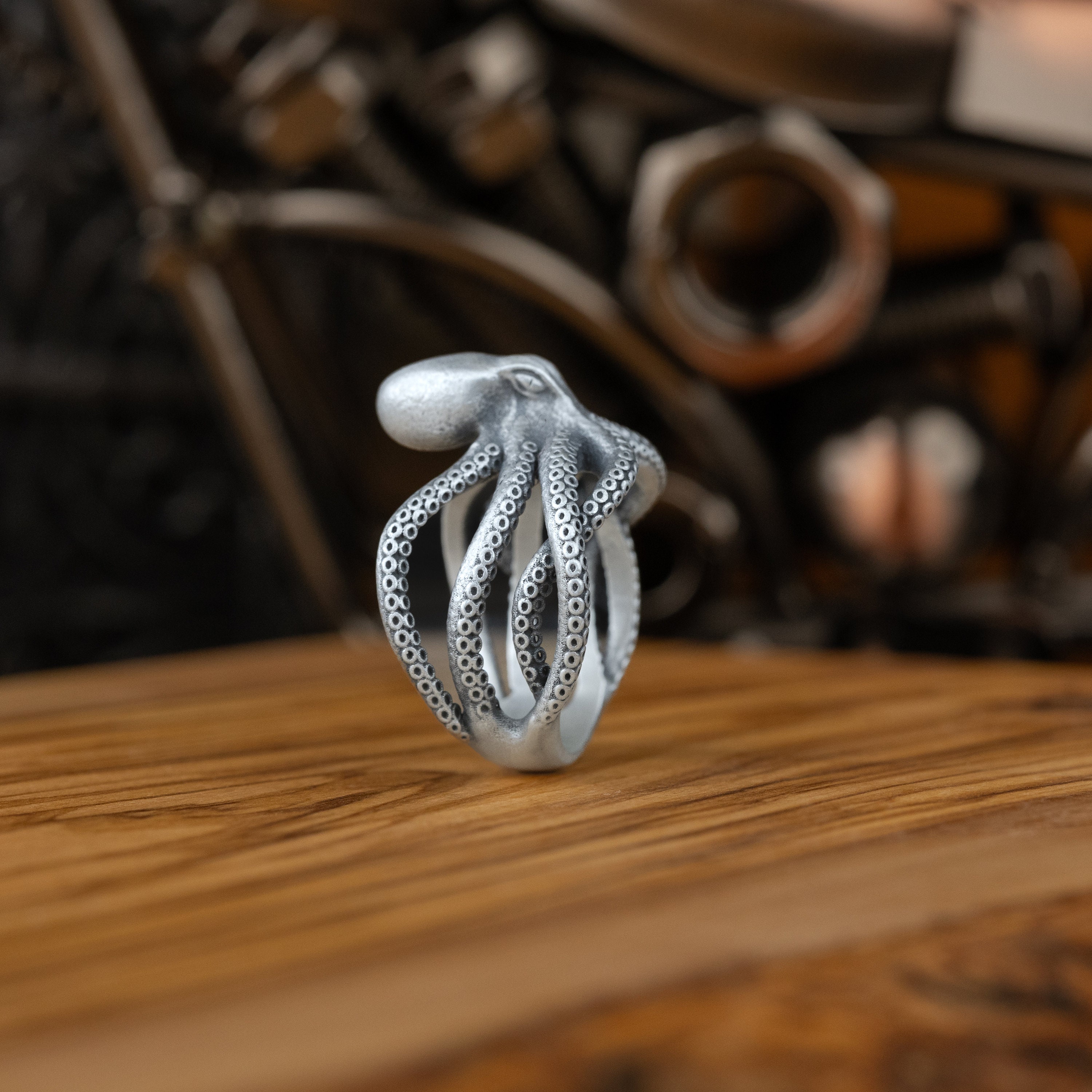 Extraordinary Octopus Ring for Men, Kraken Ring in Oxidized Sterling ...