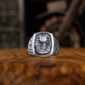 Ancient Egyptian Handmade Bastet Cat Signet Ring for Him, Daughter of ...