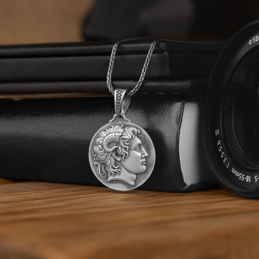 Alexander the Great Coin 925 Silver Necklace, Antique Coin Mens Pendant ...