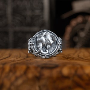 Elephant Unique Signet Ring in Sterling Silver for Husband, Nature ...