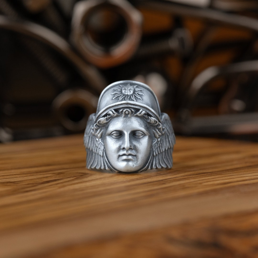 Greek Gods Hermes Herald Men's Ring, Ancient Greek Mythology 925 Silver ...