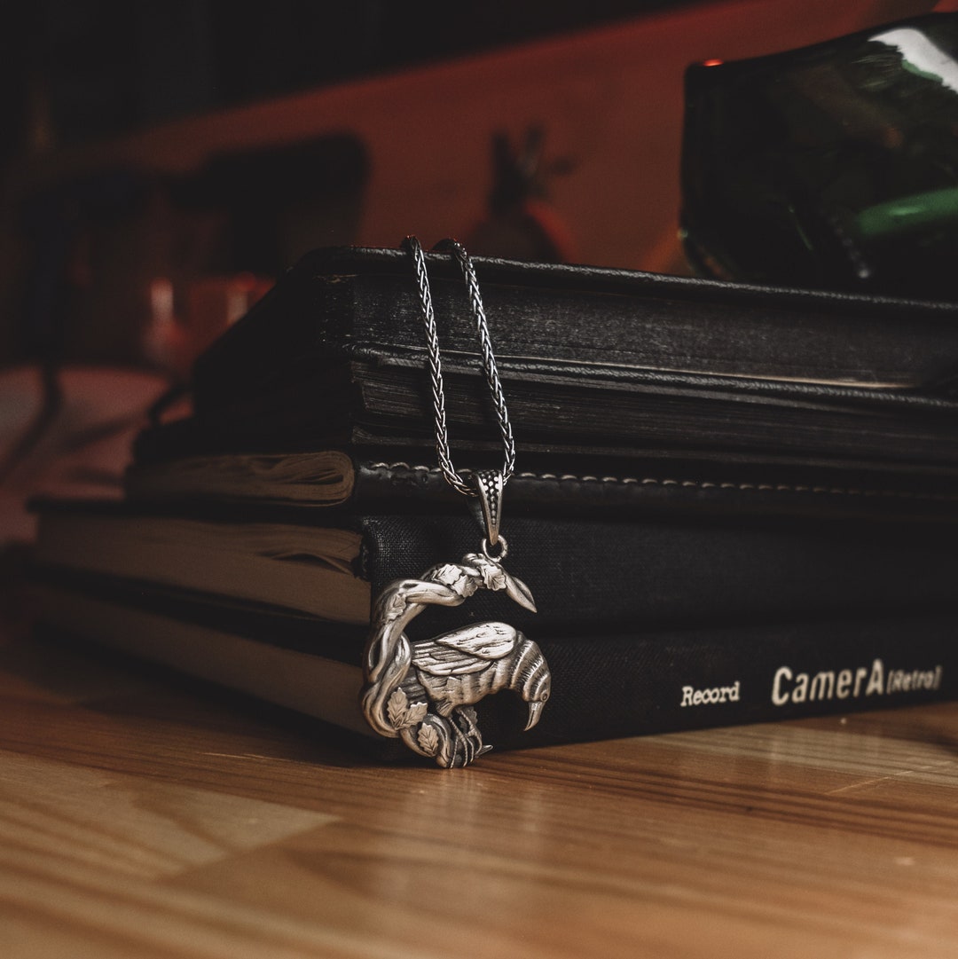 Messenger Matthew the Raven Necklace for Men, Nordic Crow on Branch ...