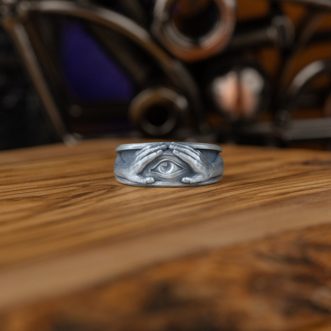 Eye of Providence Silver Ring, Masonic Symbol Eye of Providence Band ...