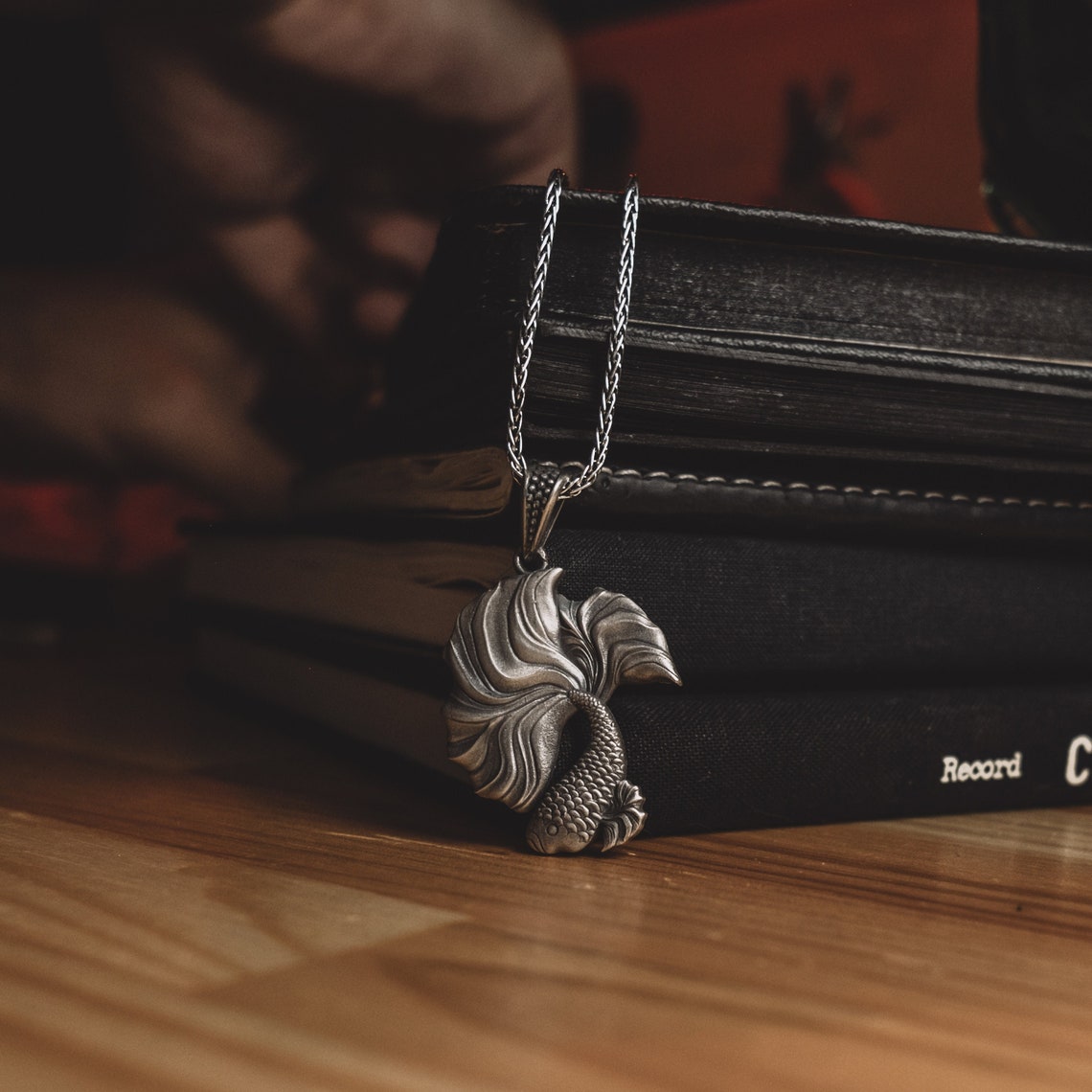 Siamese Fighting Fish Silver Necklace, Nature Betta Fish Necklace, Thai ...
