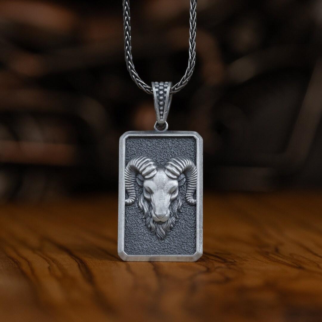 Aries Ram Sterling Silver Personalized Necklace, Minimalist Zodiac ...