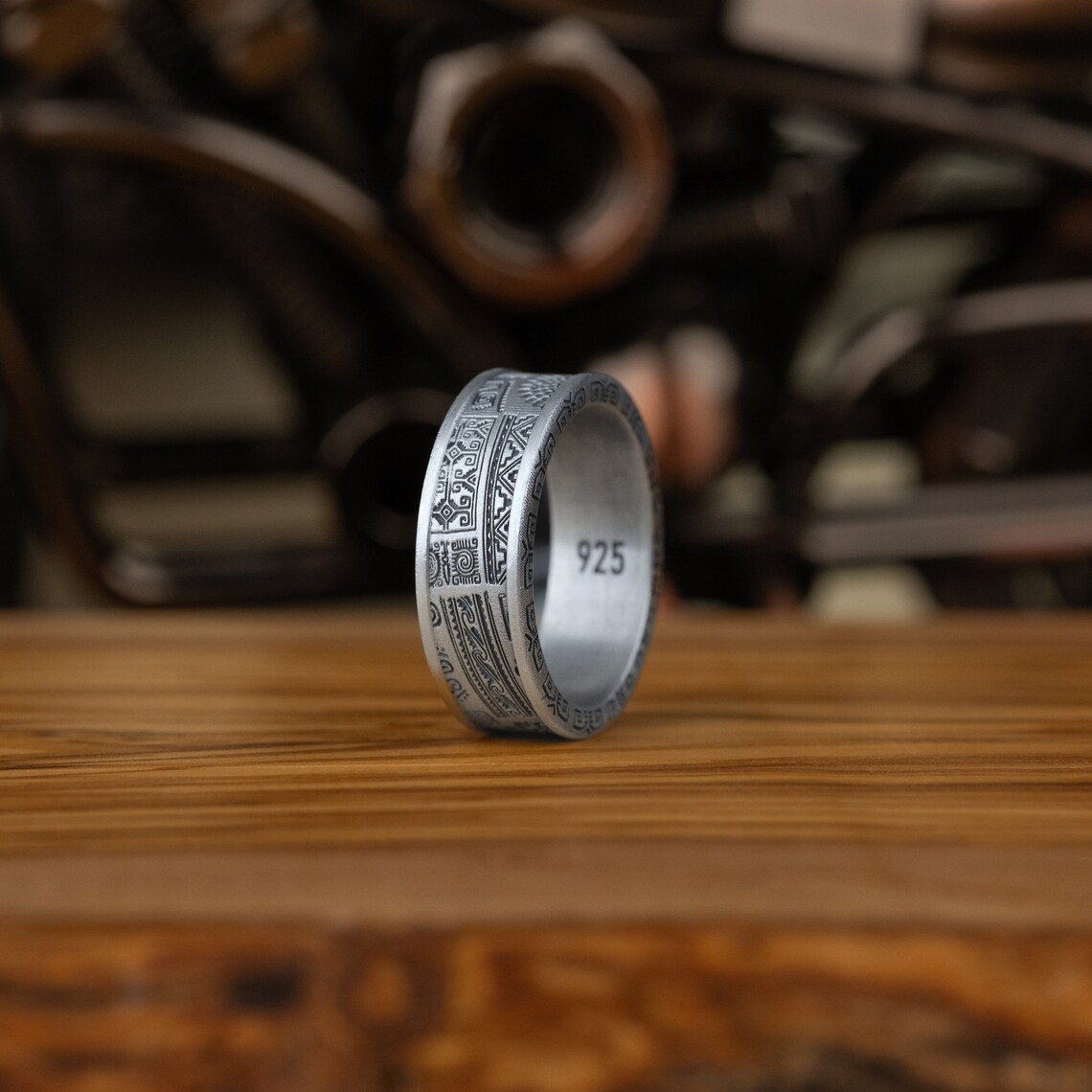 Maori Art Mens Ring in 925 Sterling Silver, New Zealand Native Ring for ...