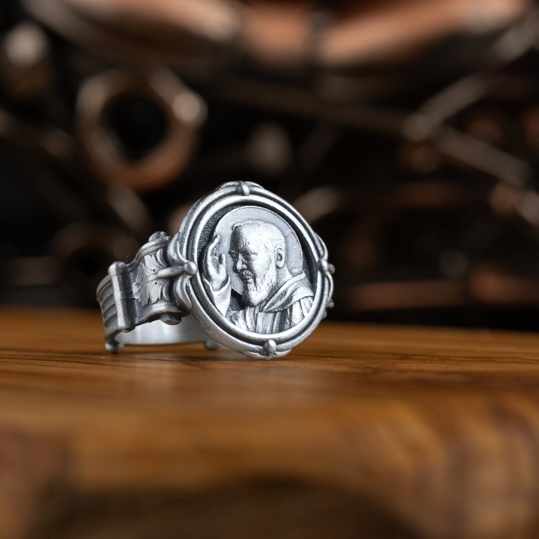Unique Padre Pio Signet Men Ring for Religious Gift, Catholic Gift ...