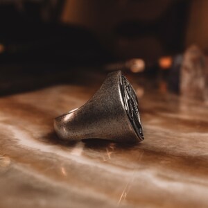 Mythical Winged Dragon Signet Ring in 925 Sterling Silver, Oxidized ...