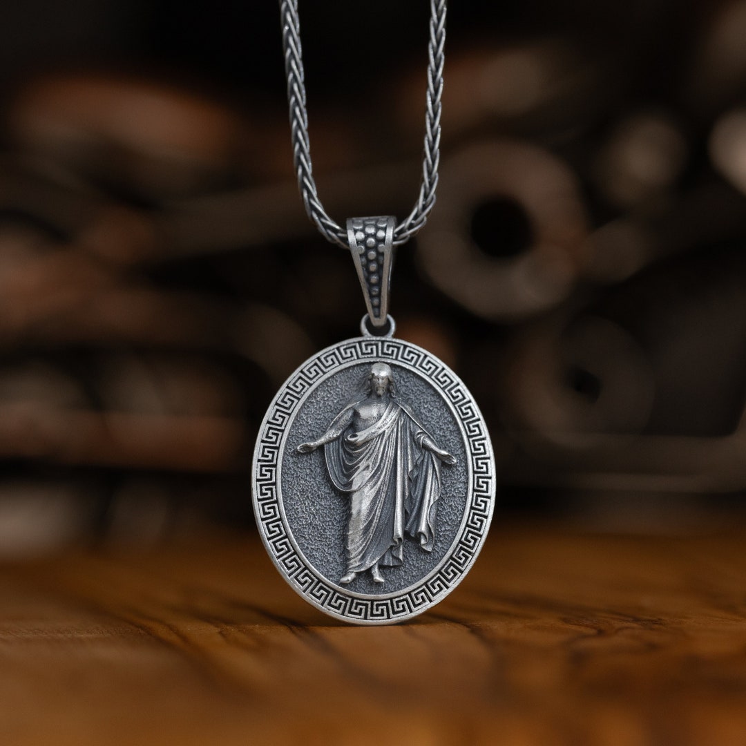 Resurrected Jesus the Christus Statue Silver Personalized Necklace ...