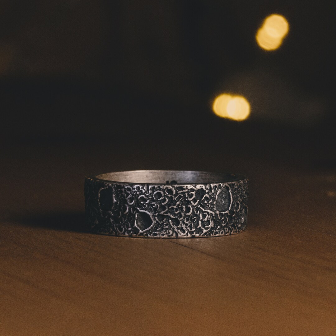 Silver Moon Craters Men Wedding Ring Moon Surface Handmade - Etsy