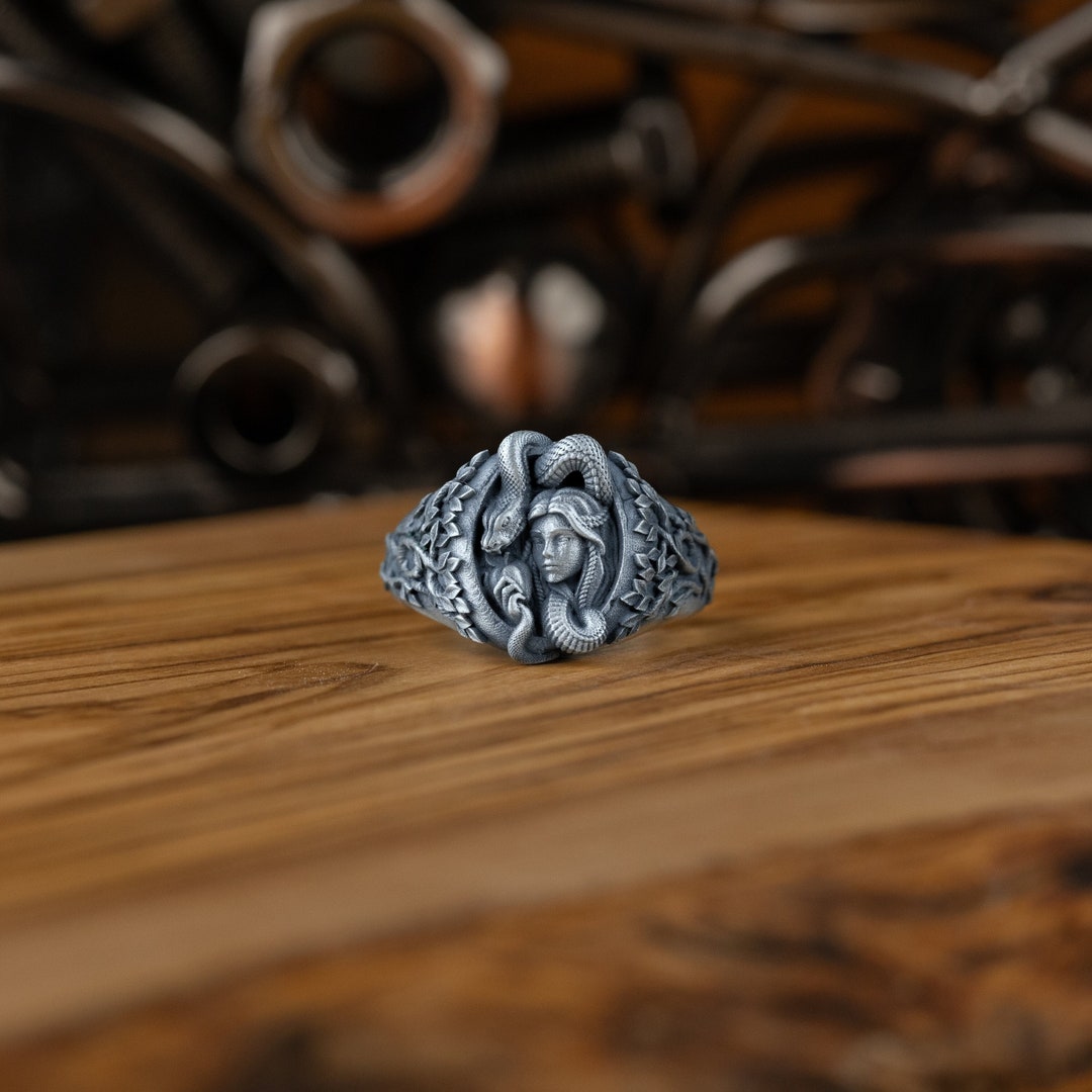 Genesis Adam Eve Silver Ring, Snake and Eve Christian Lover Ring ...
