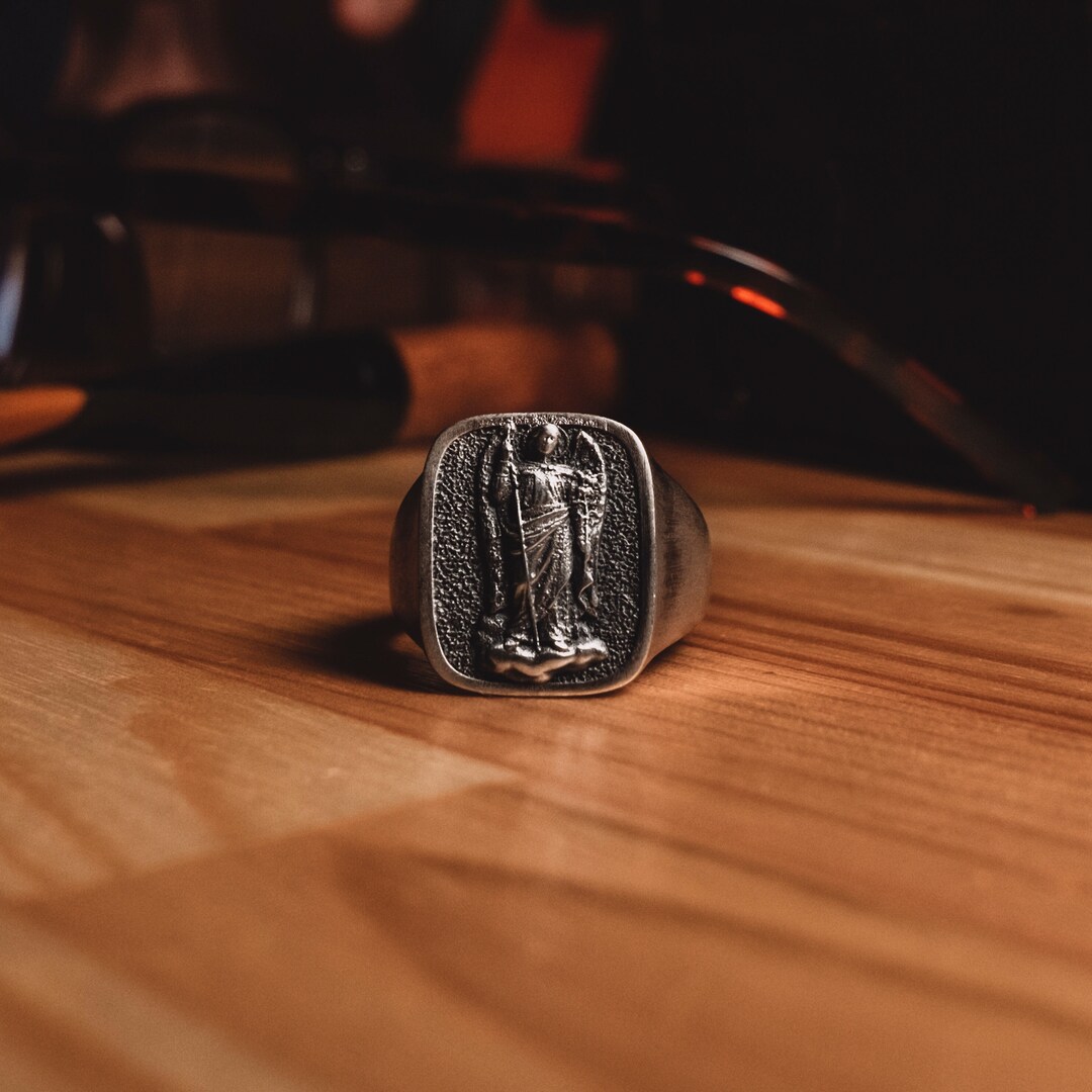Archangel Gabriel Religious Silver Men's Ring, Sterling Silver Faith ...