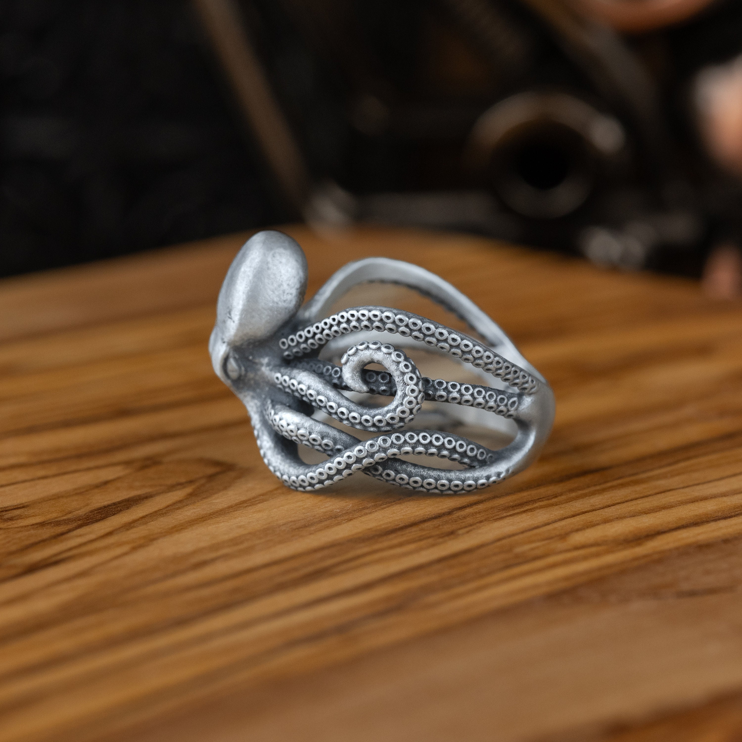 Extraordinary Octopus Ring for Men, Kraken Ring in Oxidized Sterling ...